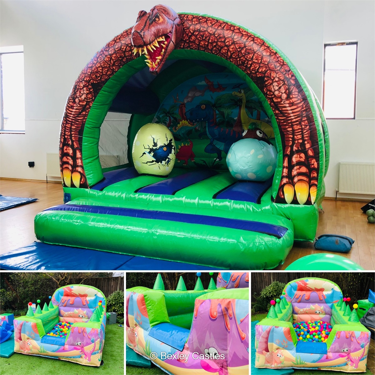 Dino Air Juggler & Curved Bouncy Castle - Bouncy Castle Hire in ...