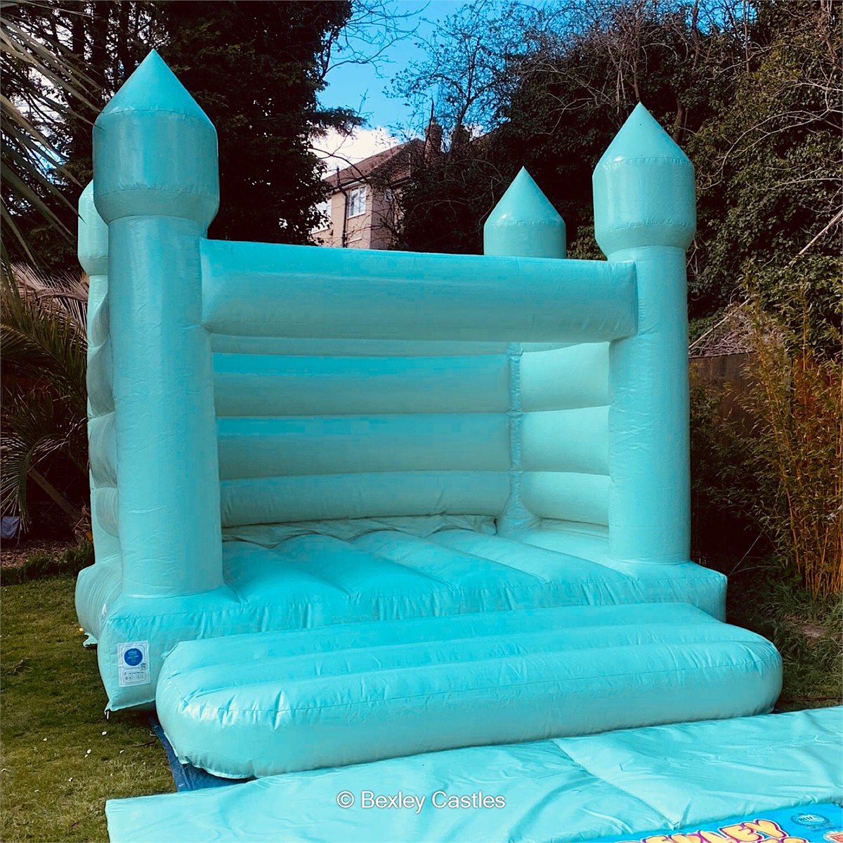 Pastel Mint Turret Bouncy Castle & Soft Play NEW - Bouncy Castle Hire ...