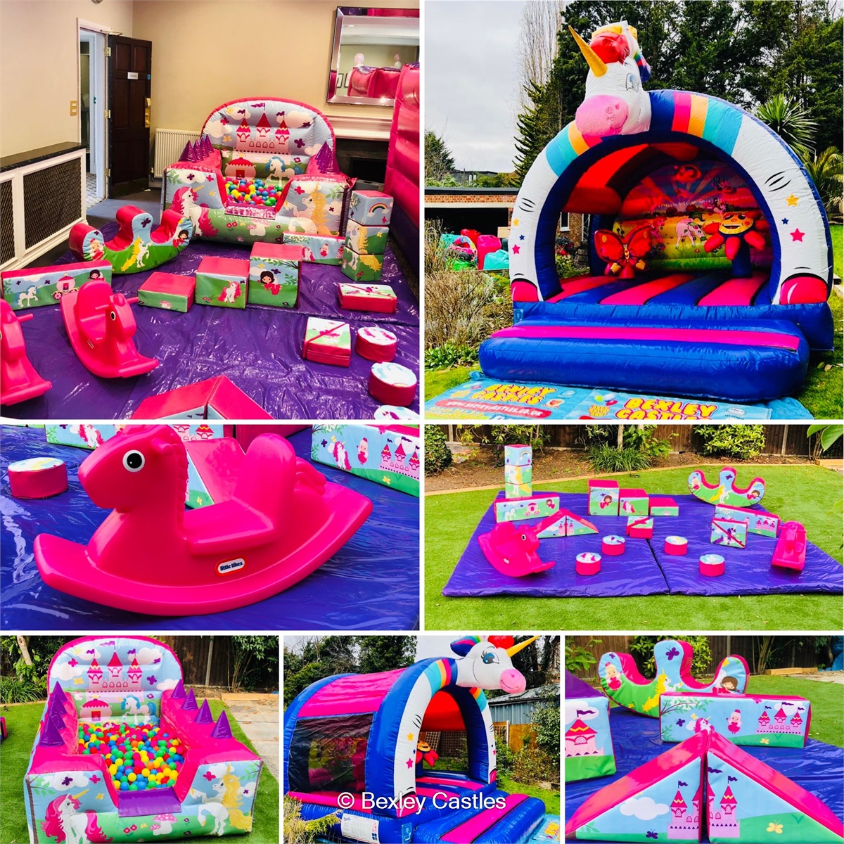 Unicorn Soft Play, Air Juggler & Curved Bouncy Castle - Bouncy Castle ...